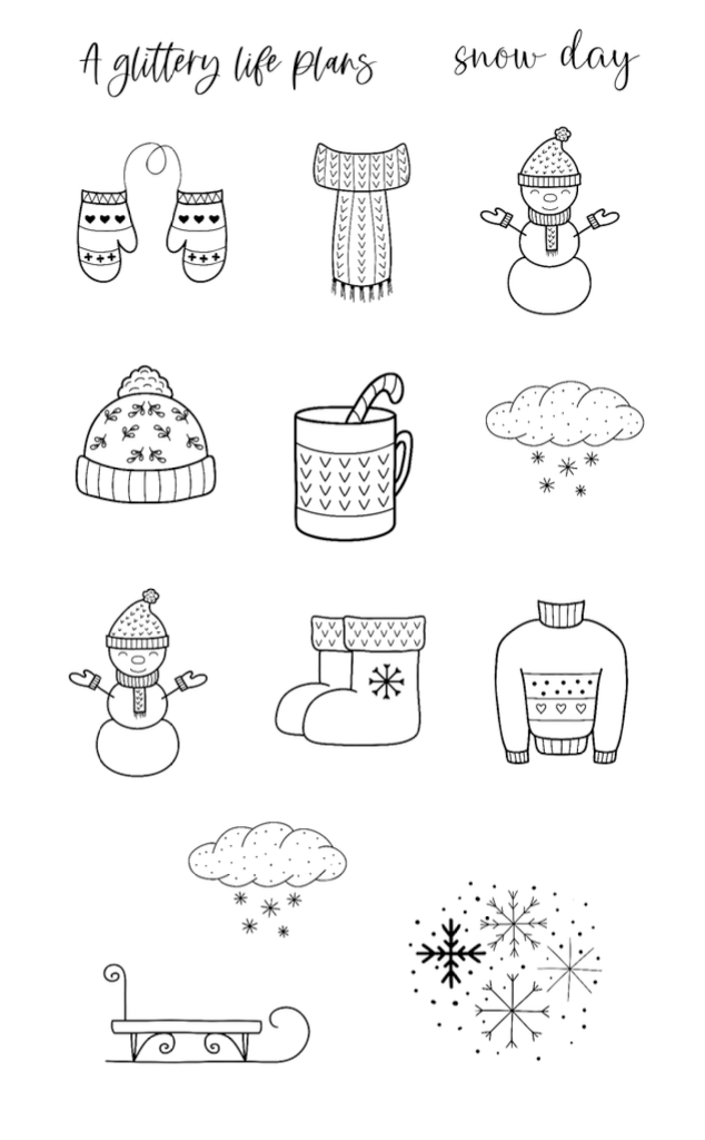 Snow Day Icons Stickers A Glittery Life Plans