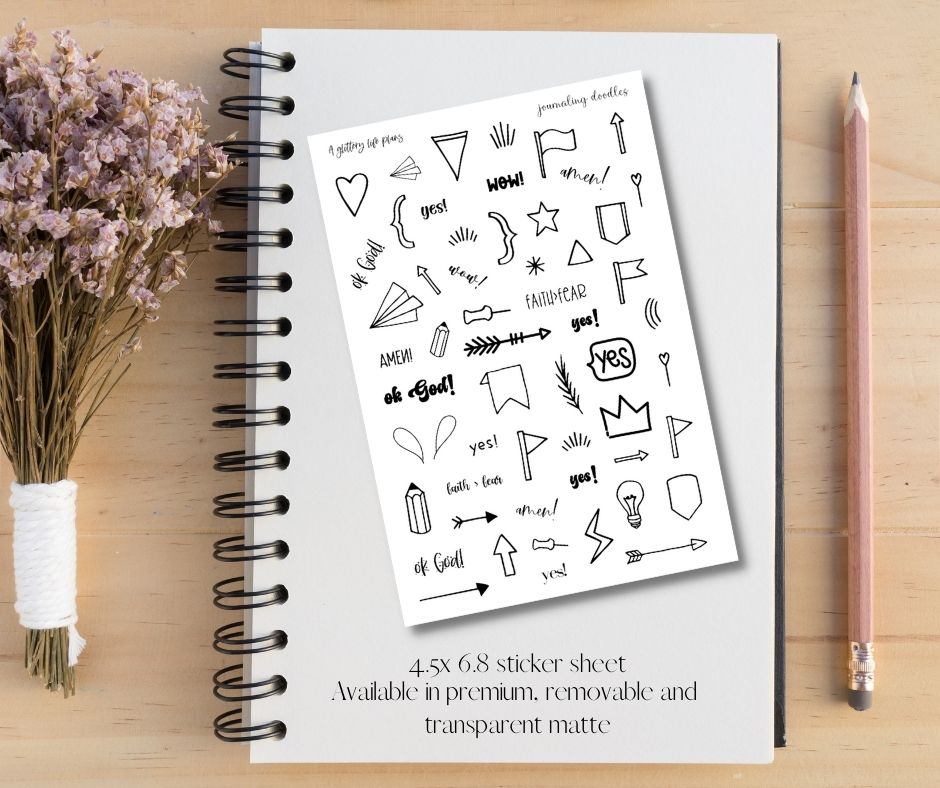 Journaling Doodles XL Sticker Sheet for Planners and Journals – A ...