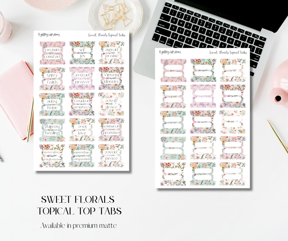 Sweet Florals Topical Tab Stickers for Planners and Journals and Bible ...