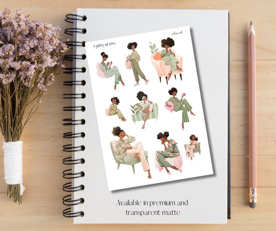 Relaxed XL deco Sticker Sheet for Planners and Journals – A Glittery ...