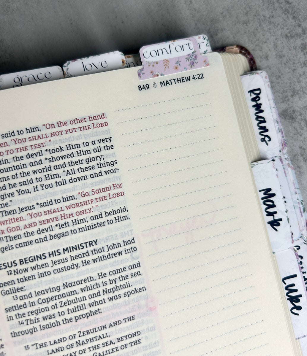 Sweet Florals Bible Tabs, Bible Index Tabs, Vinyl Bible Tab Stickers ...