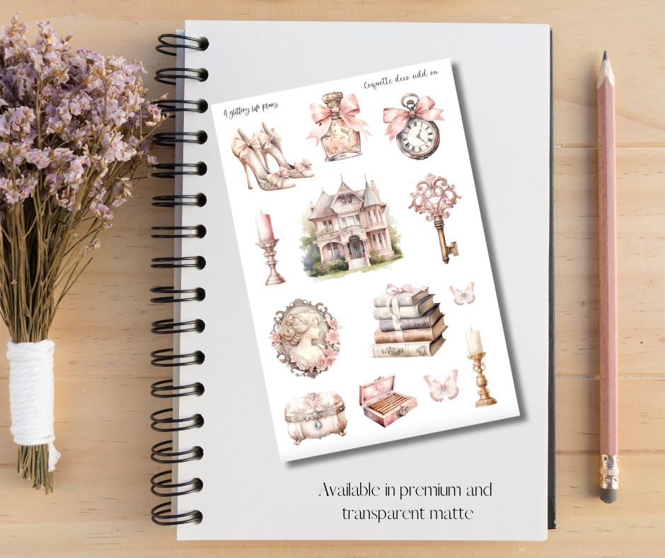 Coquette XL Sticker Sheet for Planners and Journals – A Glittery Life Plans