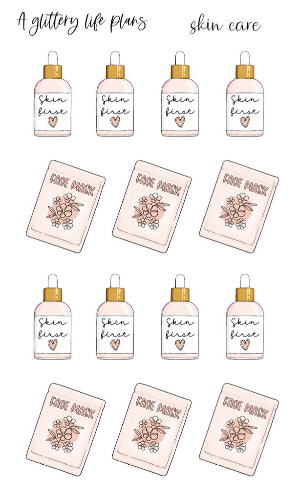 Skin Care Icon Stickers – A Glittery Life Plans